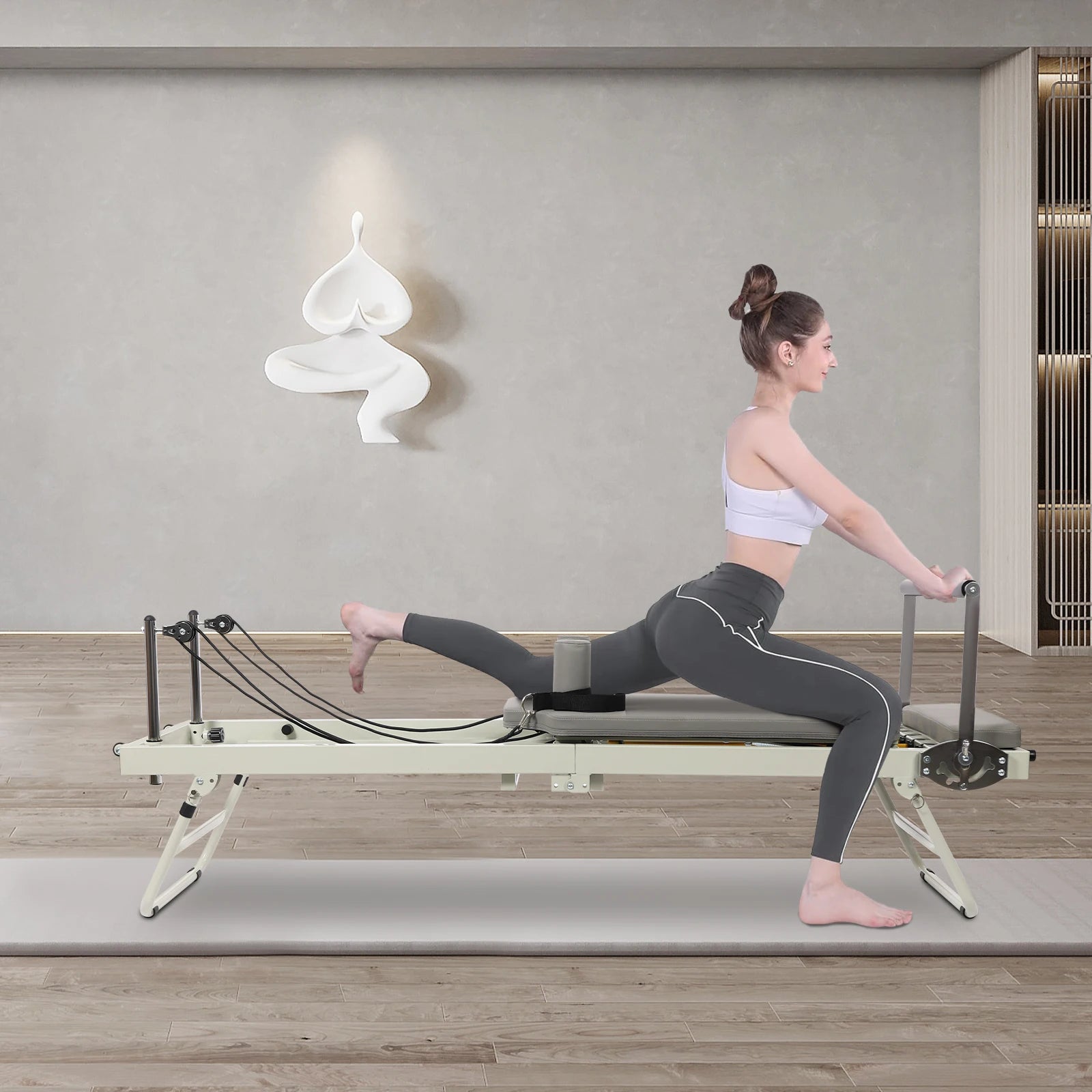 120kg/264.55lbs Foldable Pilates Reformer Machine, Multifunctional Yog ...